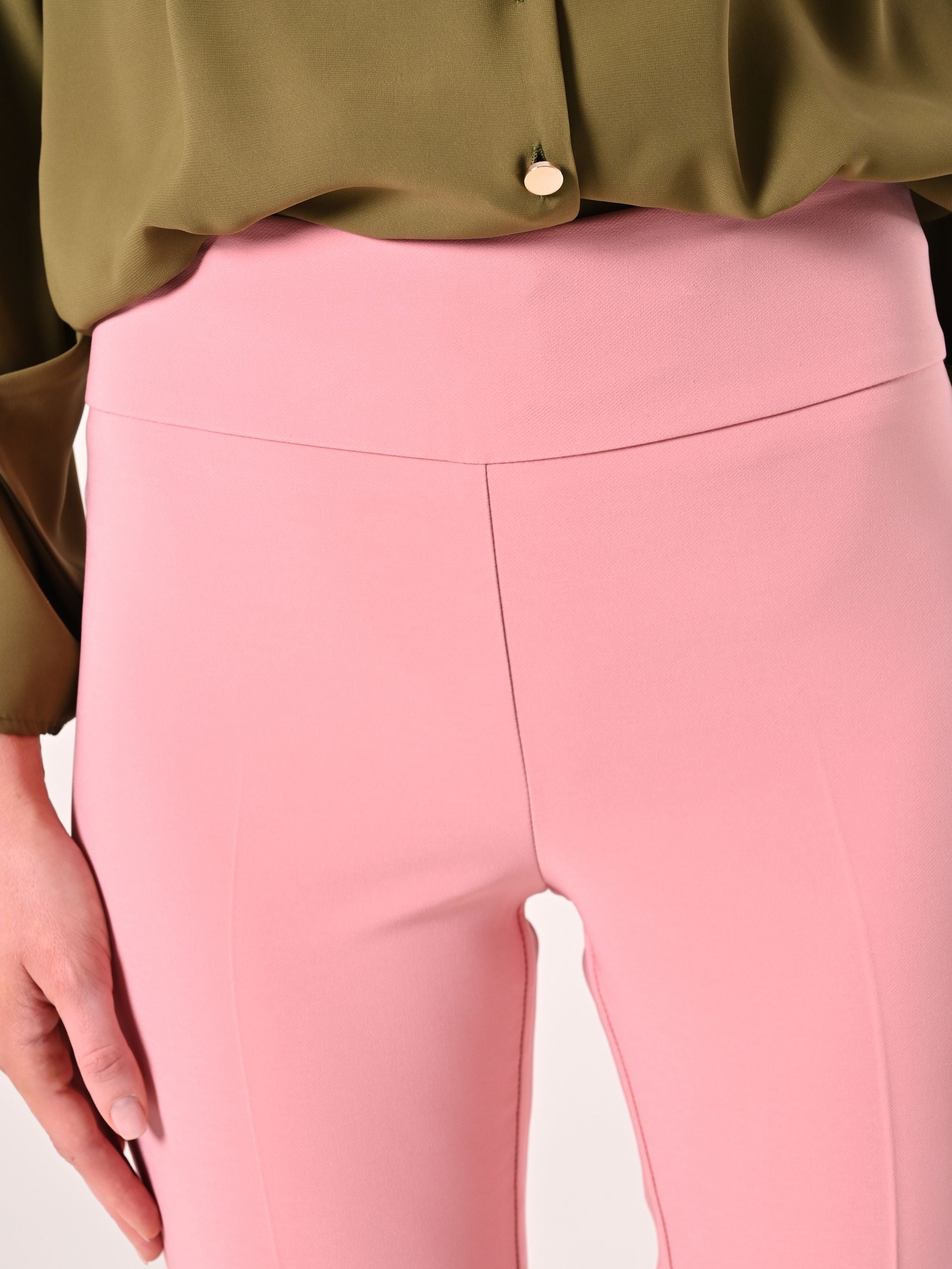 Pantaloni in Tessuto Tecnico Rosa Antico con Fascione in Vita ...