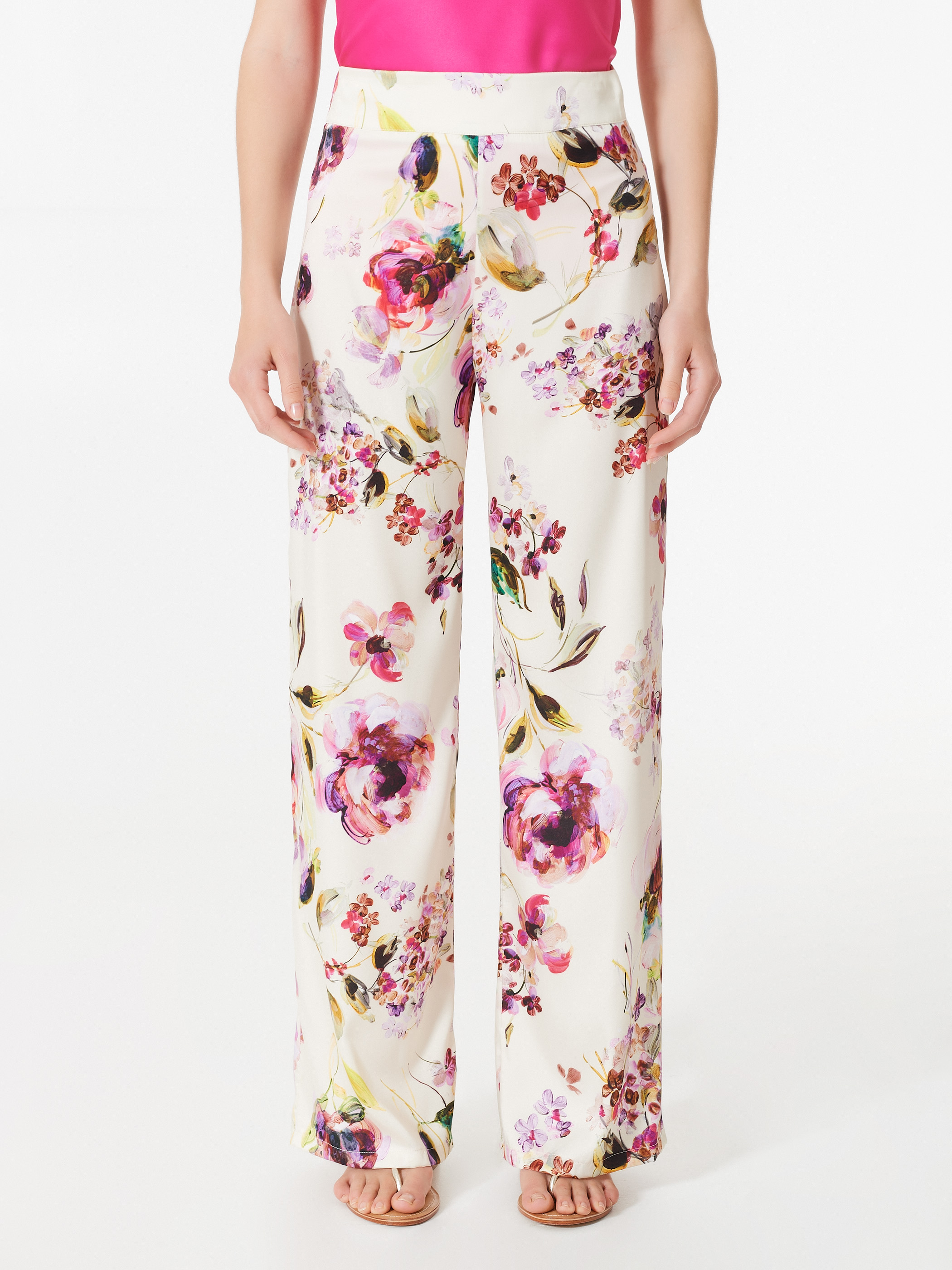 Palazzo Trousers In A Floral Print Multicolor Women Rinascimento